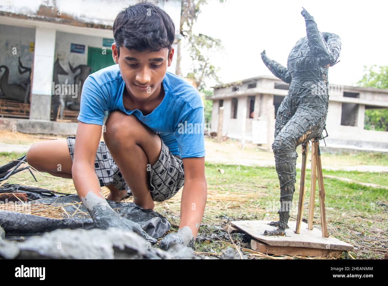 Indian Boy Making Idol Goddess Stock Photo - Alamy