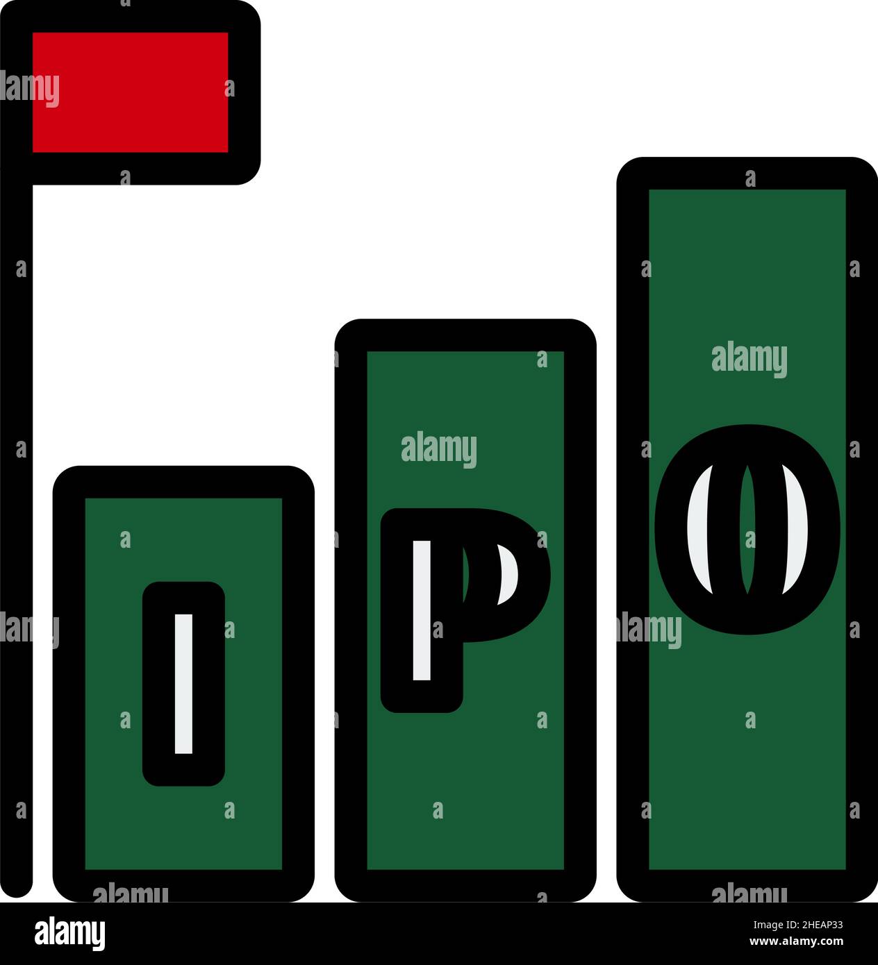 Ipo Icon. Editable Bold Outline With Color Fill Design. Vector ...