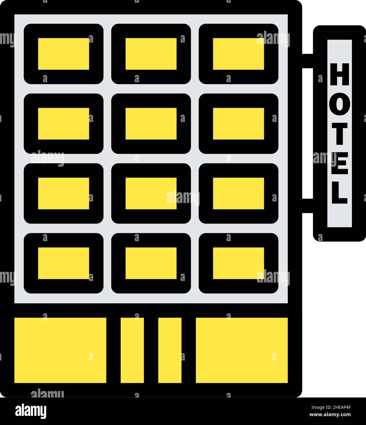 Hotel Building Icon. Editable Bold Outline With Color Fill Design ...