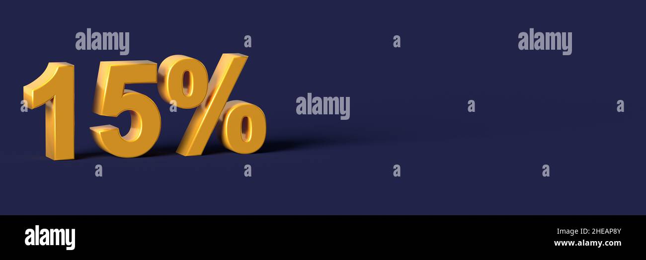 3d blue words 15 percent off discount with blank background. 3d ...