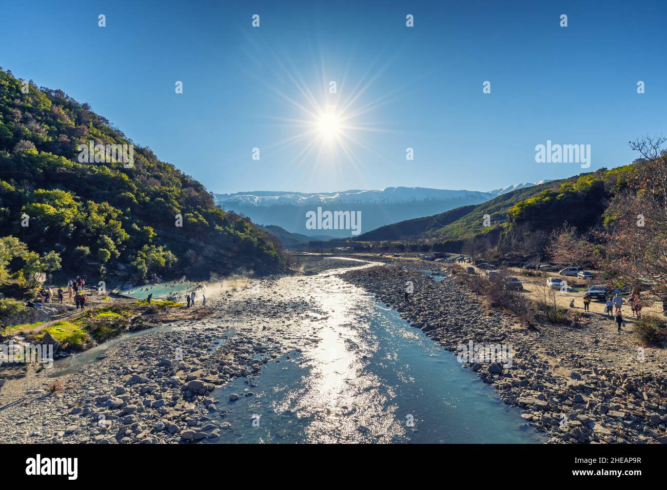 Stream of hot sulfuric water in the thermal baths of Permet Albania ...