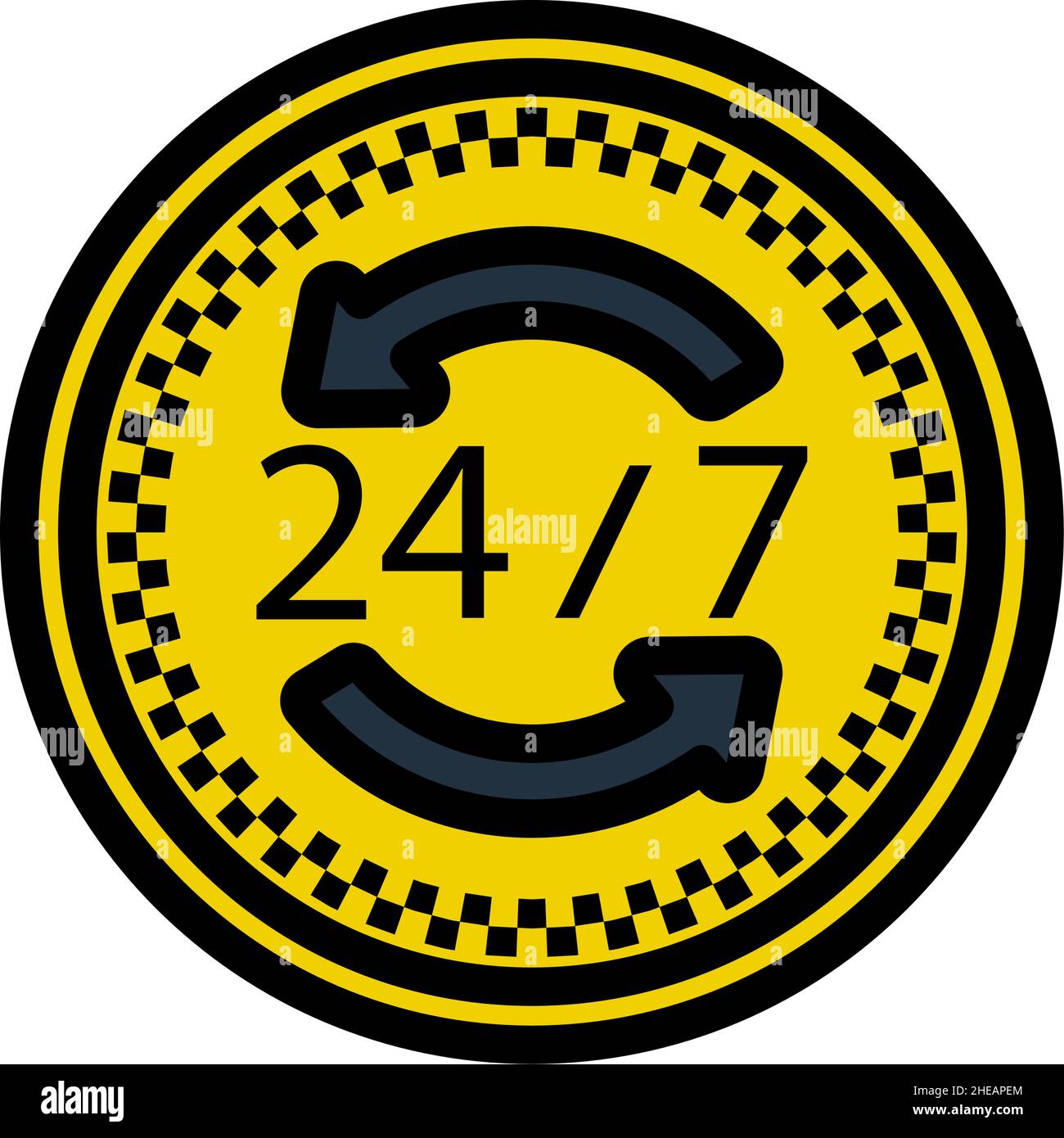 24 Hour Taxi Service Icon. Editable Bold Outline With Color Fill Design ...