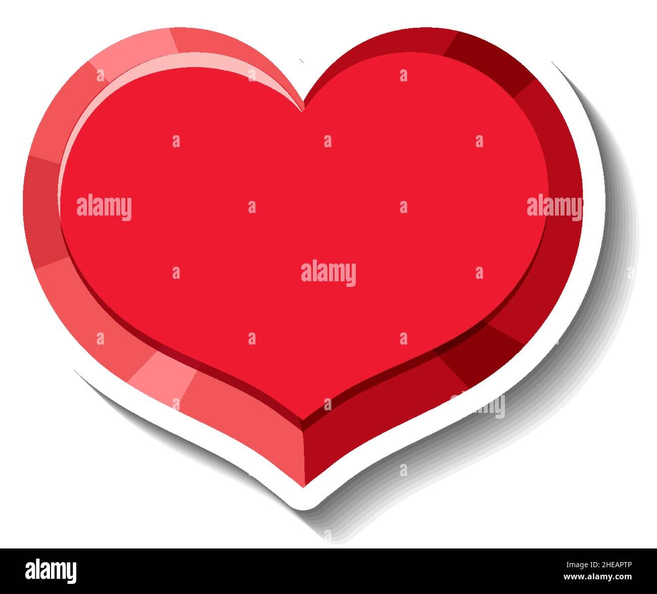A red gradient heart cartoon sticker illustration Stock Vector Image ...