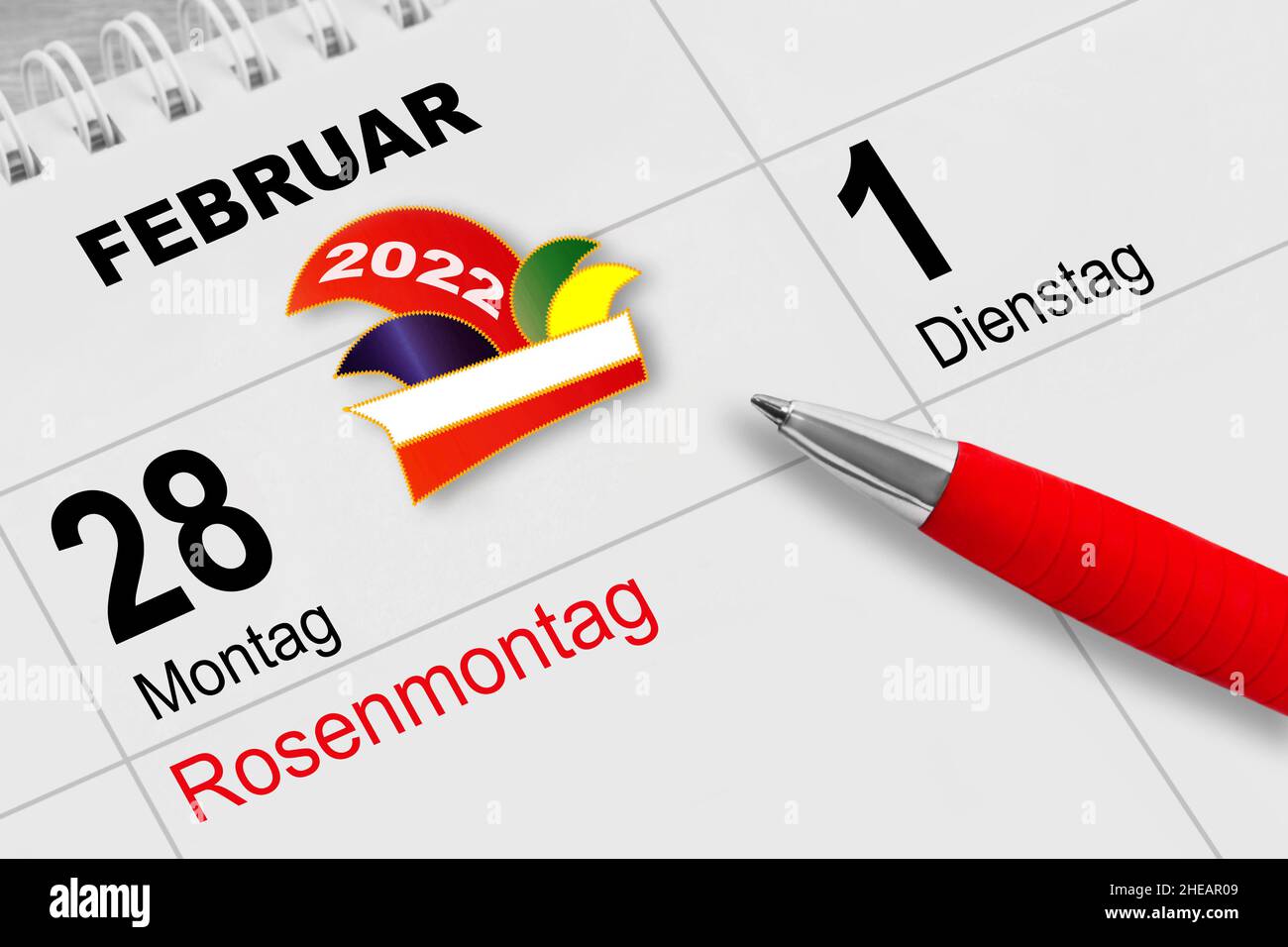 German calendar 2022 February 28 and Carnival Rose Monday and Tuesday ...