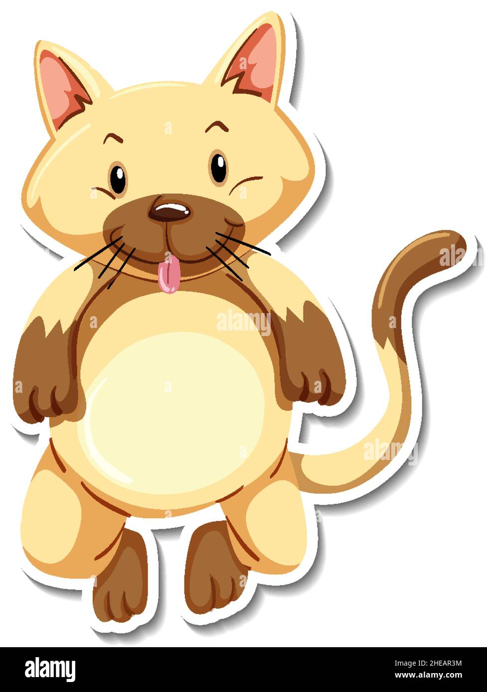 A sticker template of cat cartoon character illustration Stock Vector ...