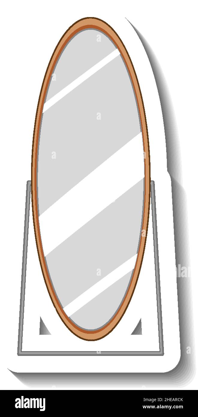 Stand mirror in oval shape on white background illustration Stock ...