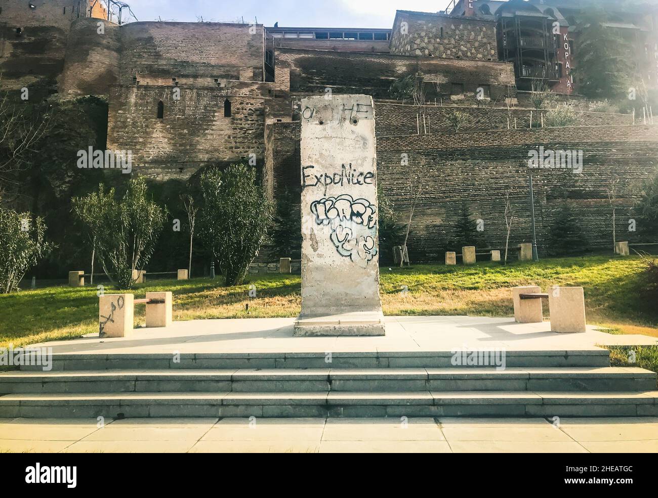 Tbilisi, Georgia-18th january, 2021: Berlin wall memorial concrete wall ...