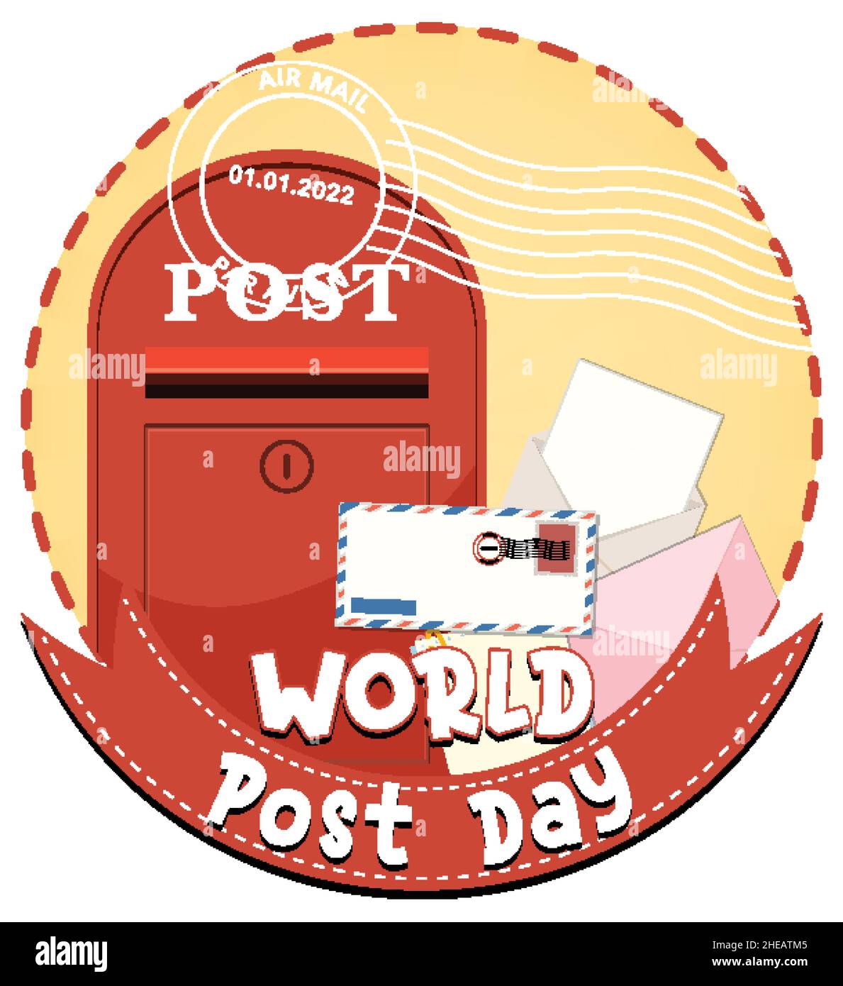 World Post Day logo with post box and envelope illustration Stock ...