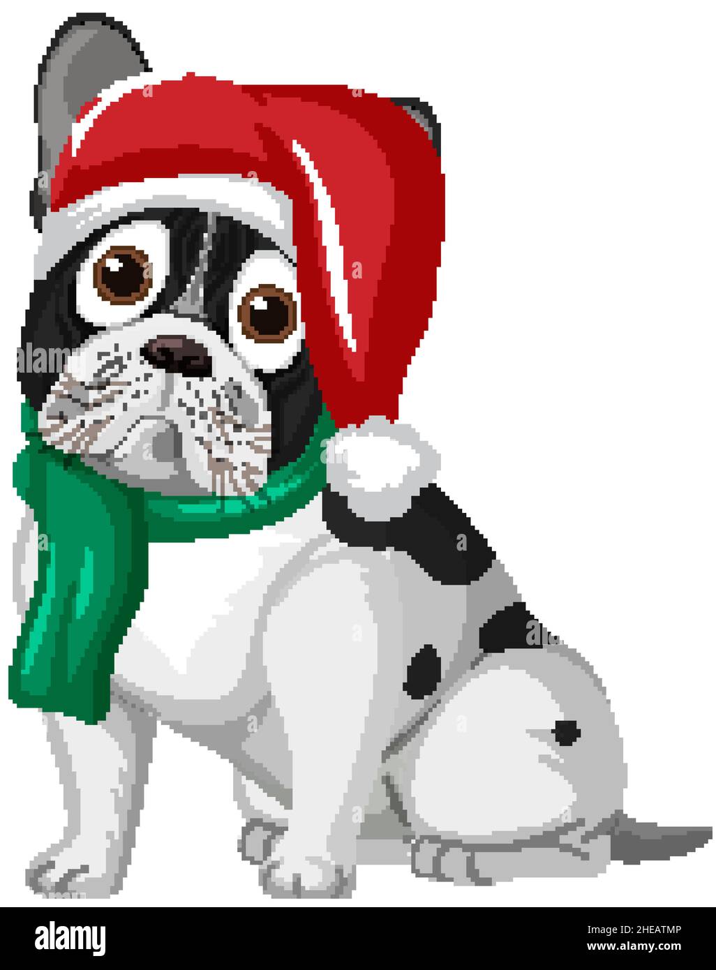 French bulldog wearing christmas hat cartoon character illustration ...