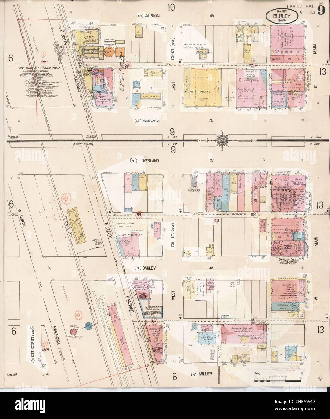 Sanborn Fire Insurance Map from Burley, Cassia County, Idaho Stock ...
