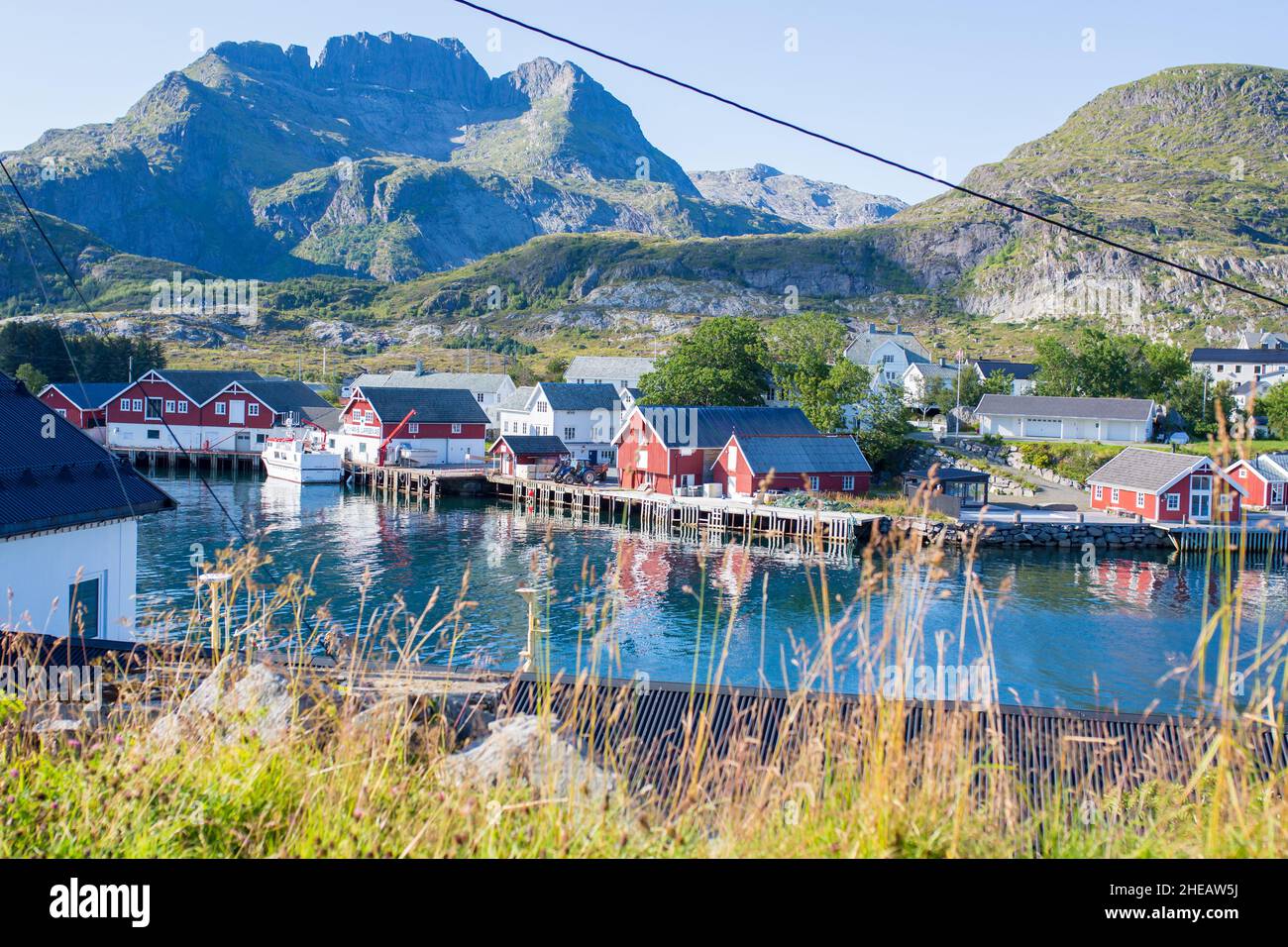 Beautiful Sorvagen village in nothern Norway, southwest Lofoten ...