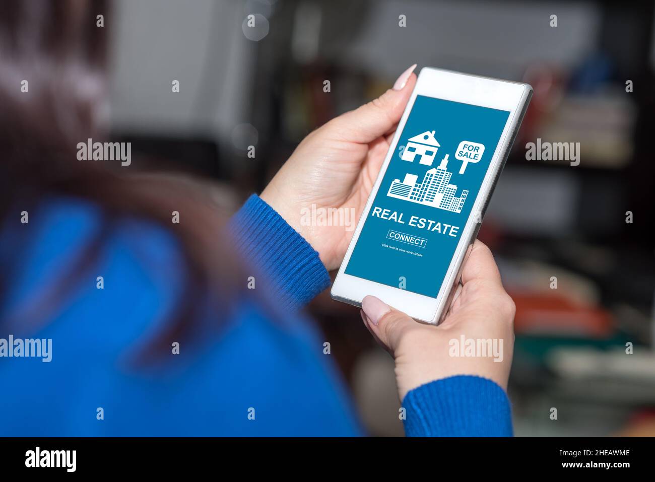 Smartphone screen displaying a real estate concept Stock Photo - Alamy