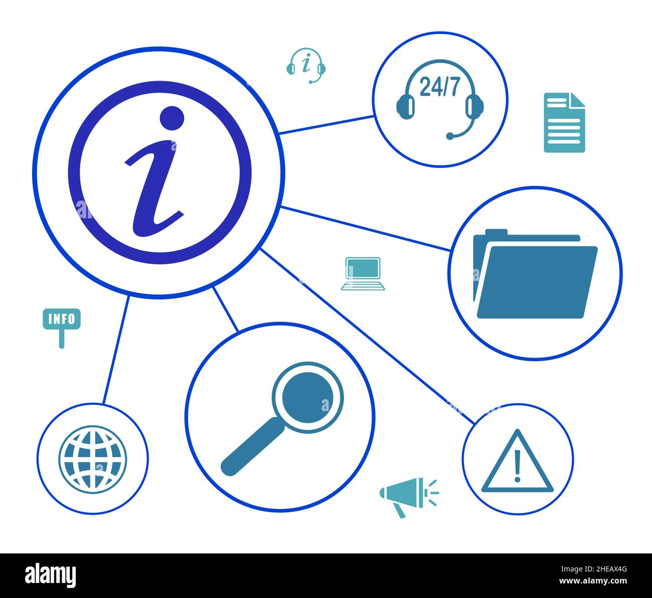 Concept of information with connected icons Stock Photo - Alamy