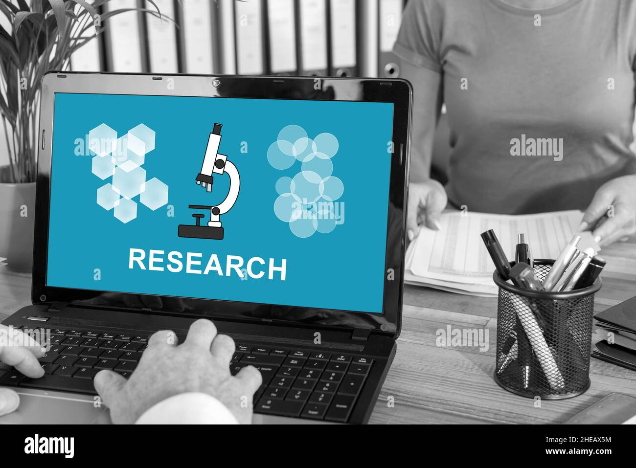 Laptop screen with research concept Stock Photo - Alamy