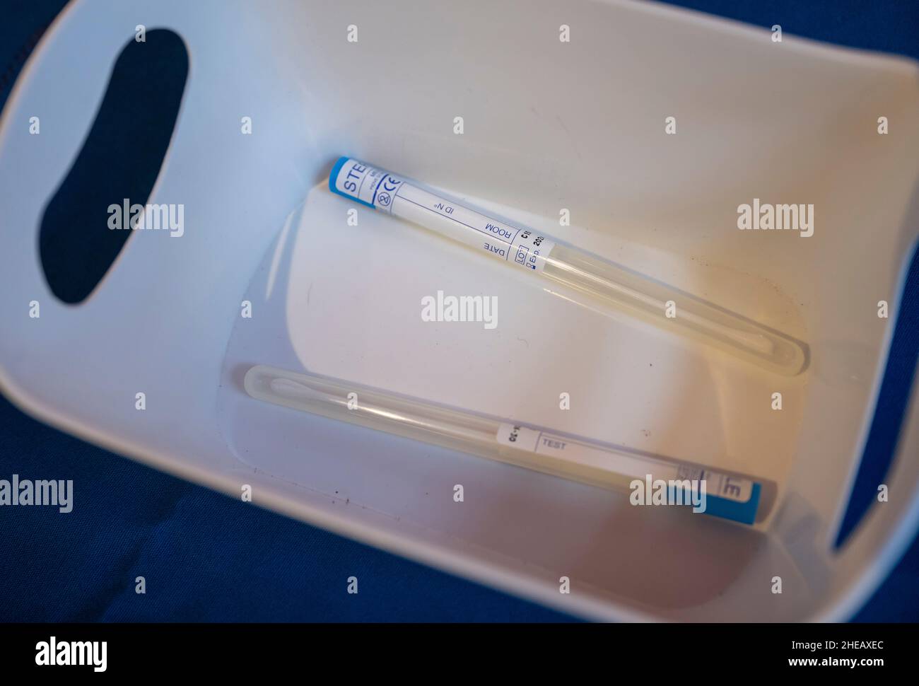 Munich, Germany. 10th Jan, 2022. Plastic tubes, known as lollipop tests ...