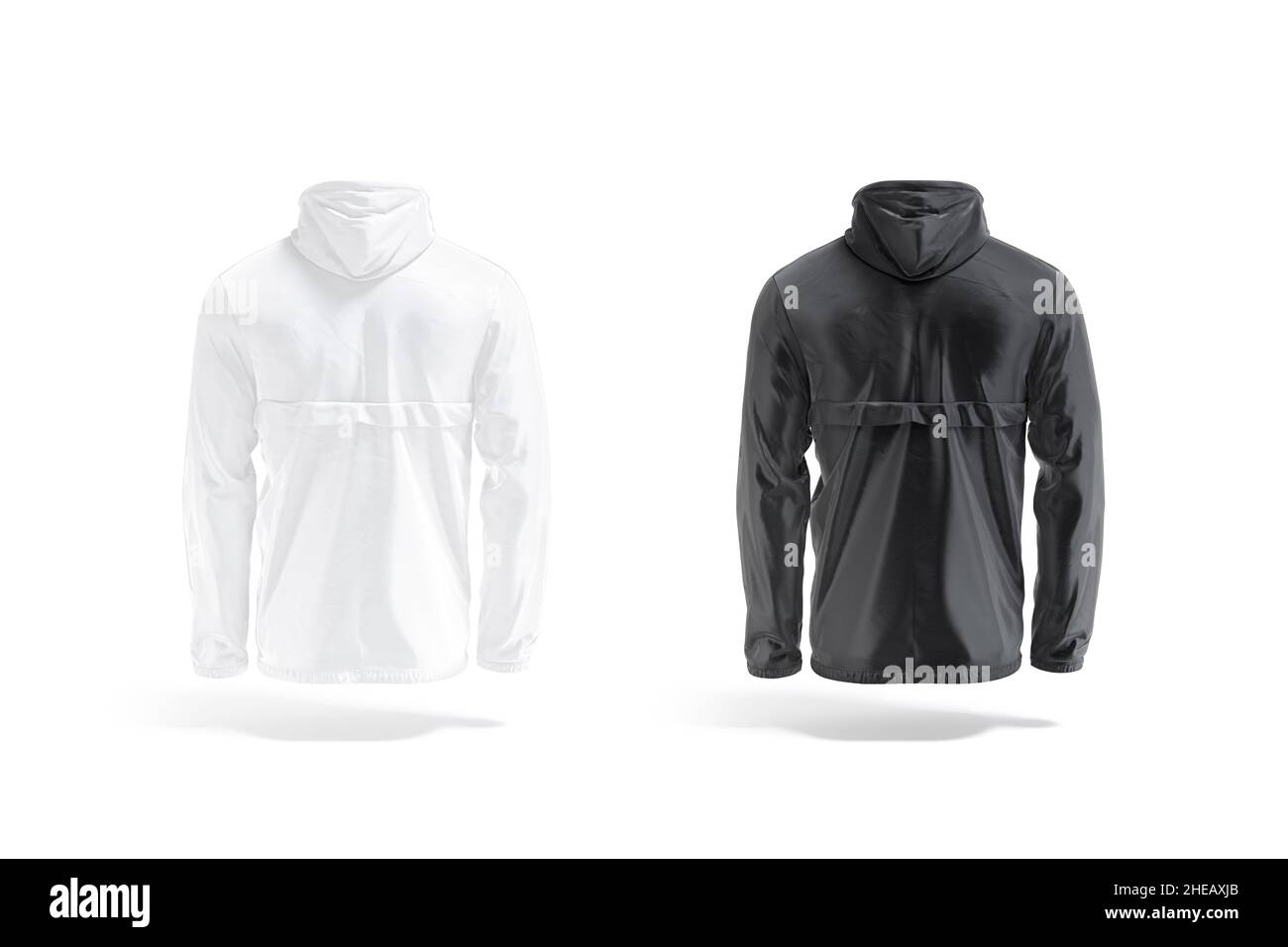 Blank black and white windbreaker mockup, back view Stock Photo - Alamy