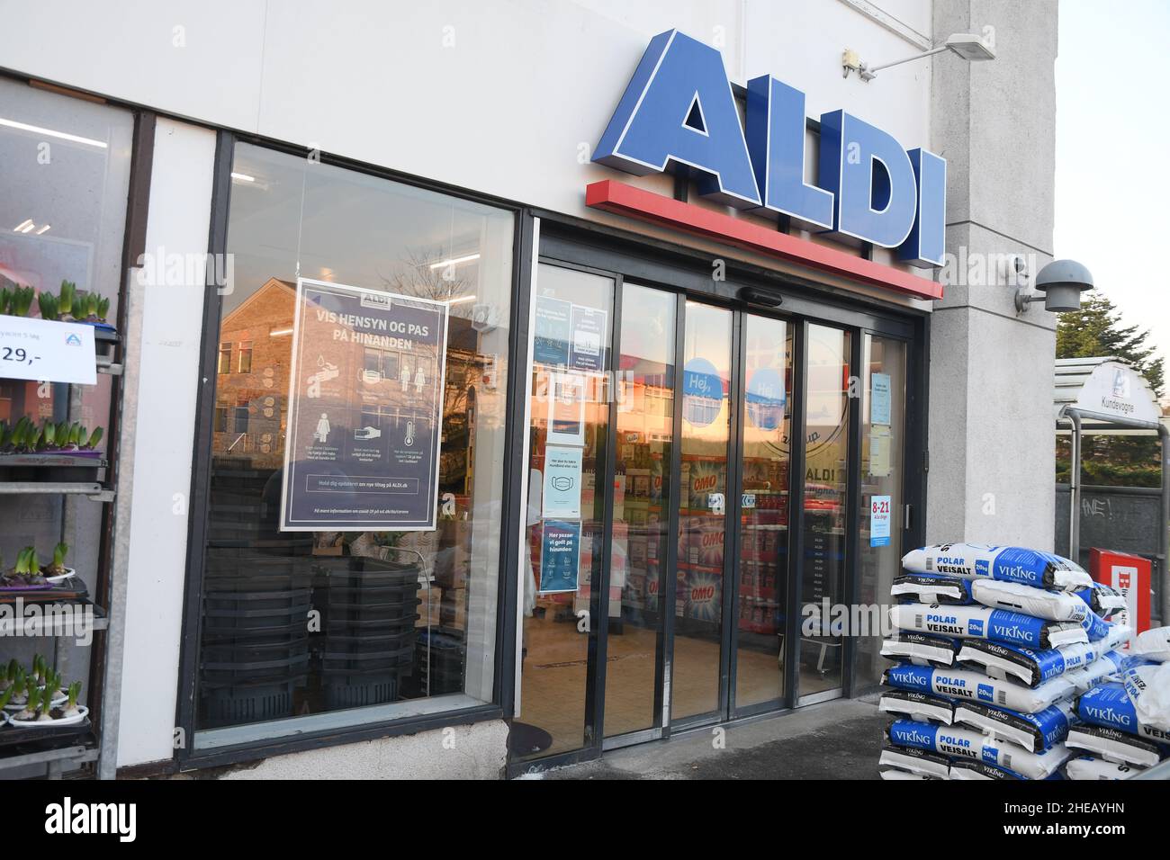 Copenhagen/Denmark./10 January 2022/ German Aldi grocery storeis openss ...