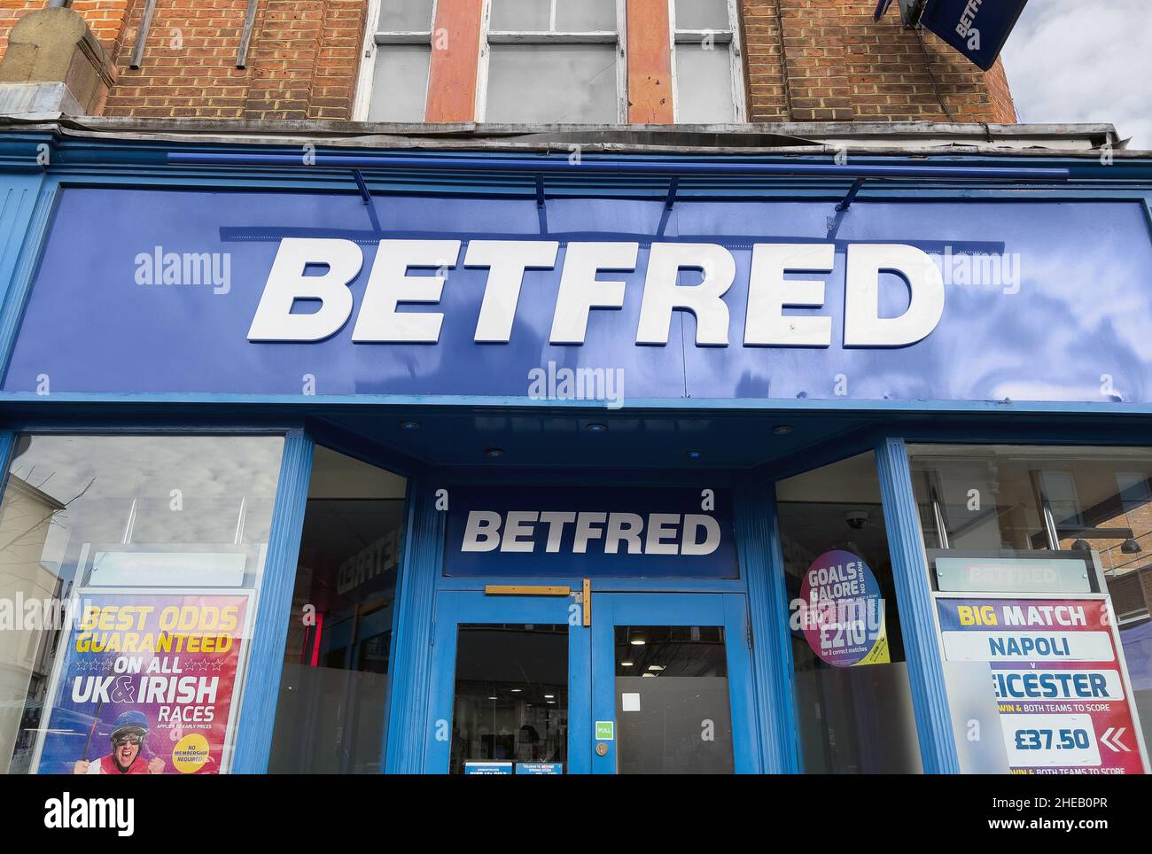 London UK - 9th December 2021 - Betfred betting shop exterior. Betfred ...