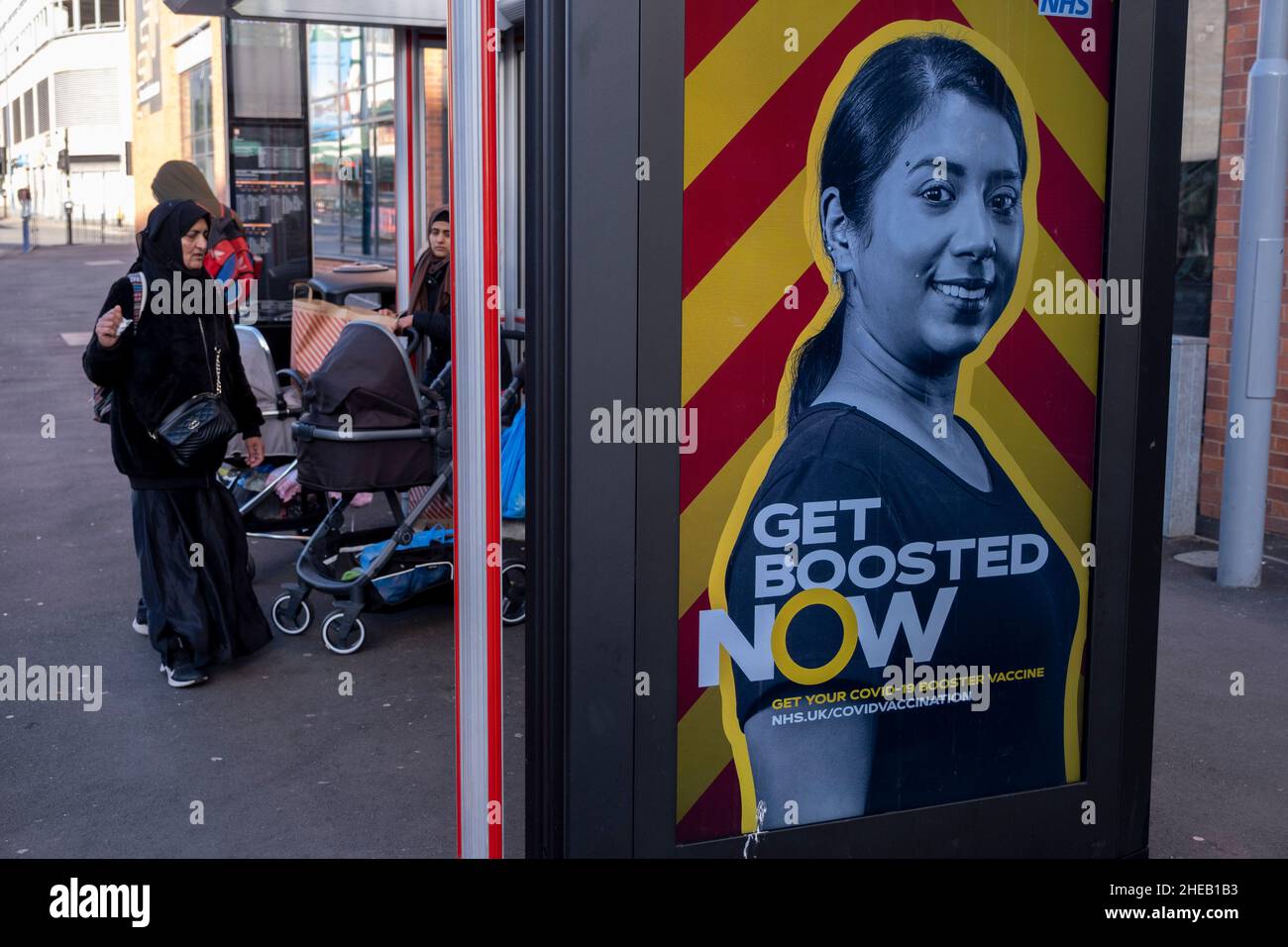 Get Boosted Now Covid-19 booster advice advertising board from the NHS ...