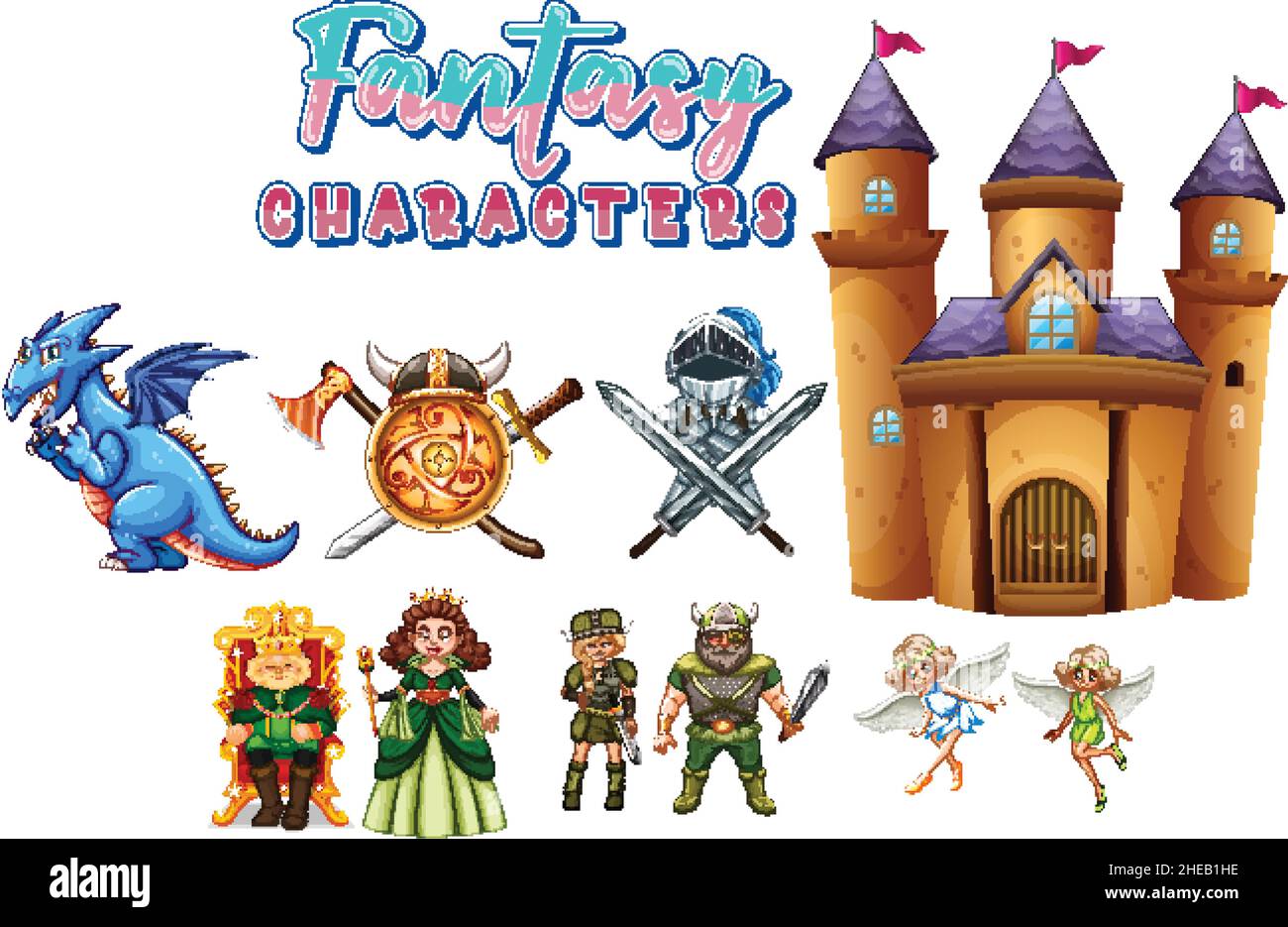 Fantasy cartoon characters set illustration Stock Vector Image & Art ...