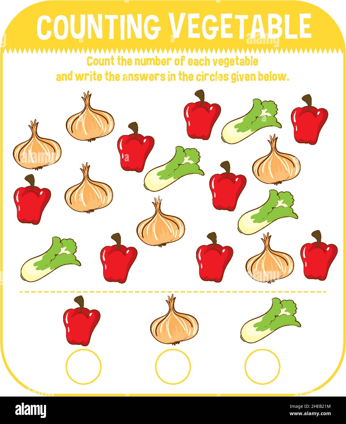 Math game template with counting vegetable illustration Stock Vector ...