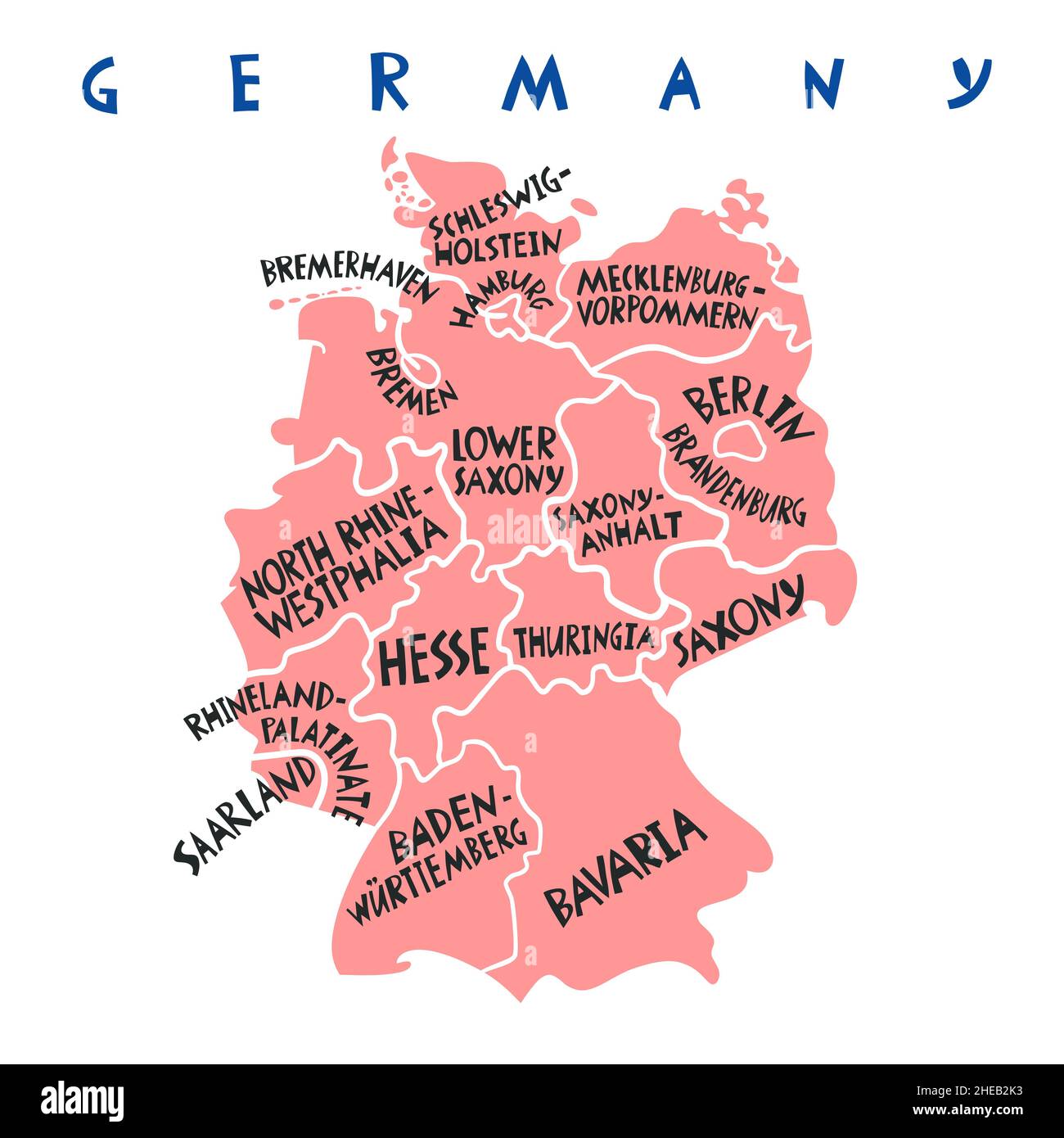 Vector hand drawn stylized map of Germany states. Travel illustration ...