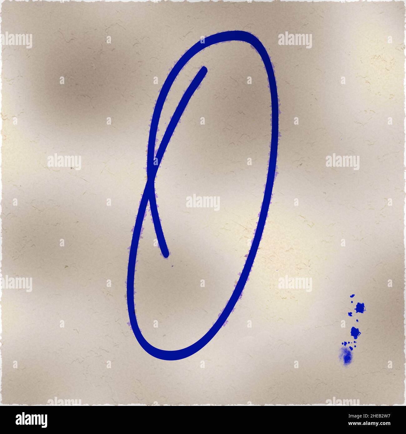 Monogram of uppercase character O , blue ink Stock Photo - Alamy