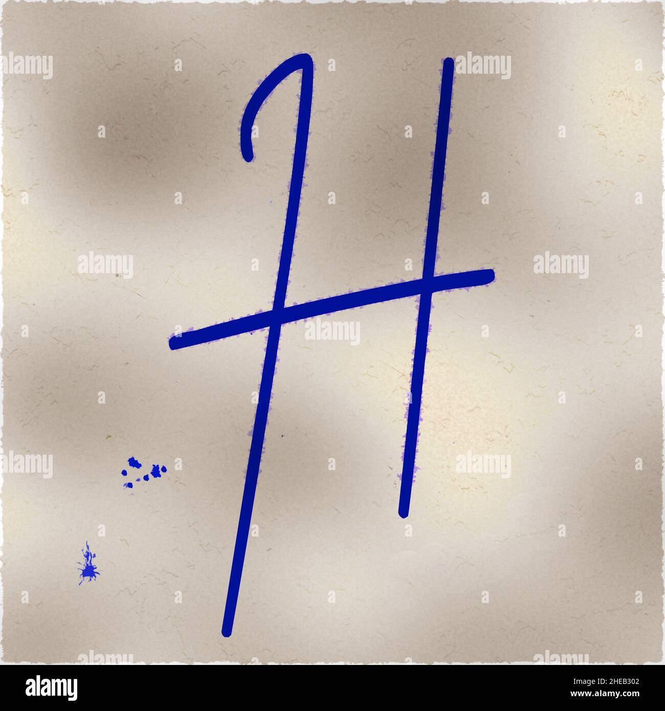Monogram of uppercase character H , blue ink Stock Photo - Alamy