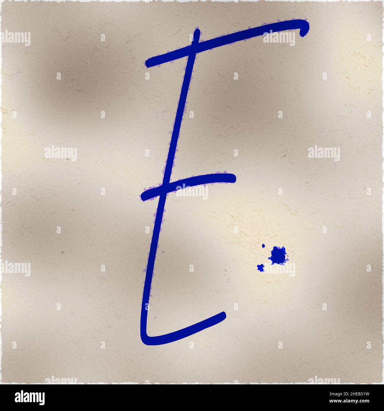 Monogram of uppercase character E , blue ink Stock Photo - Alamy