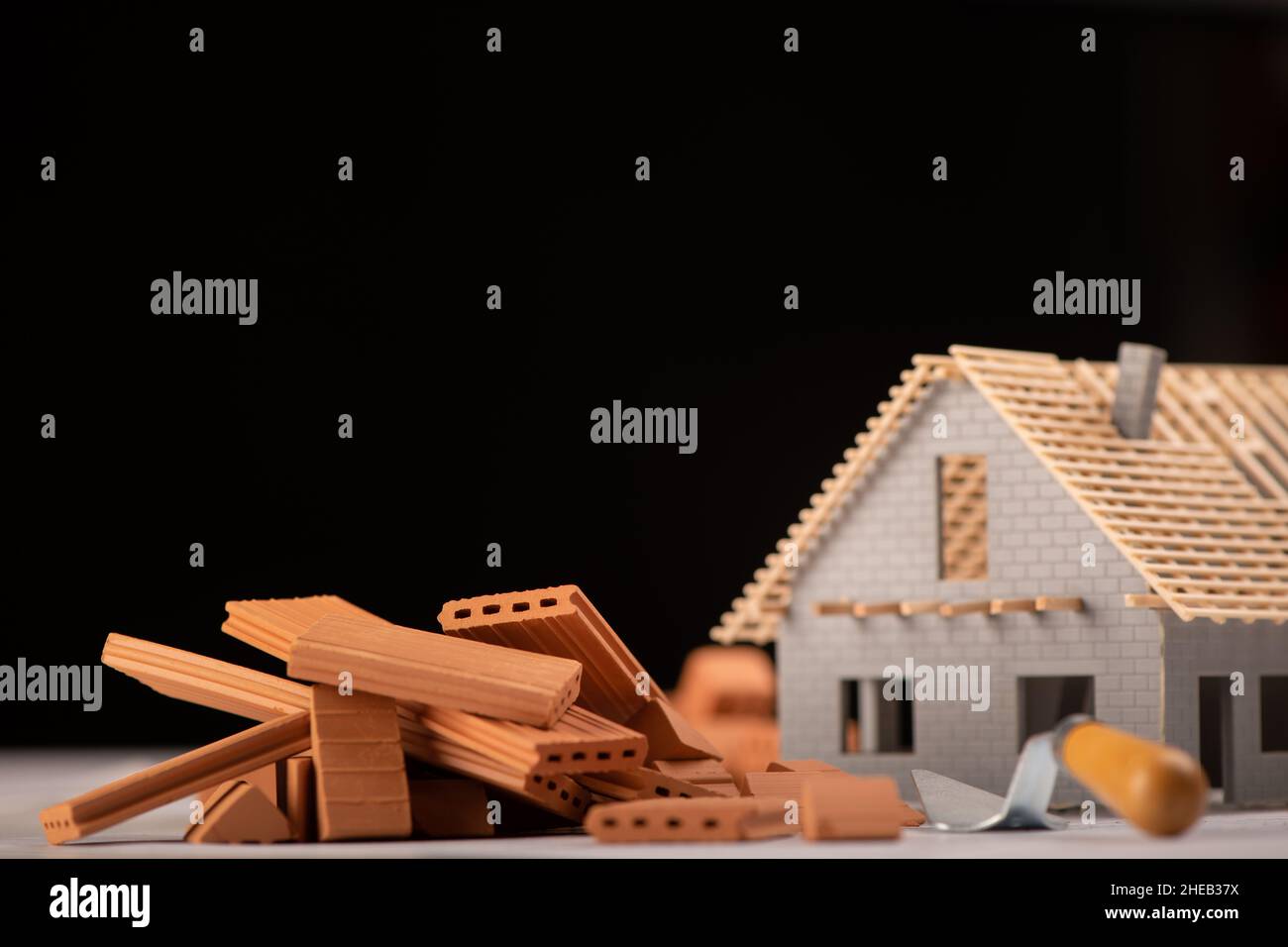 Bicks and project for construction industry. Building house concept ...