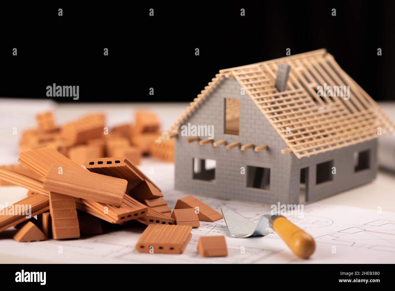 Bicks and project for construction industry. Building house concept ...