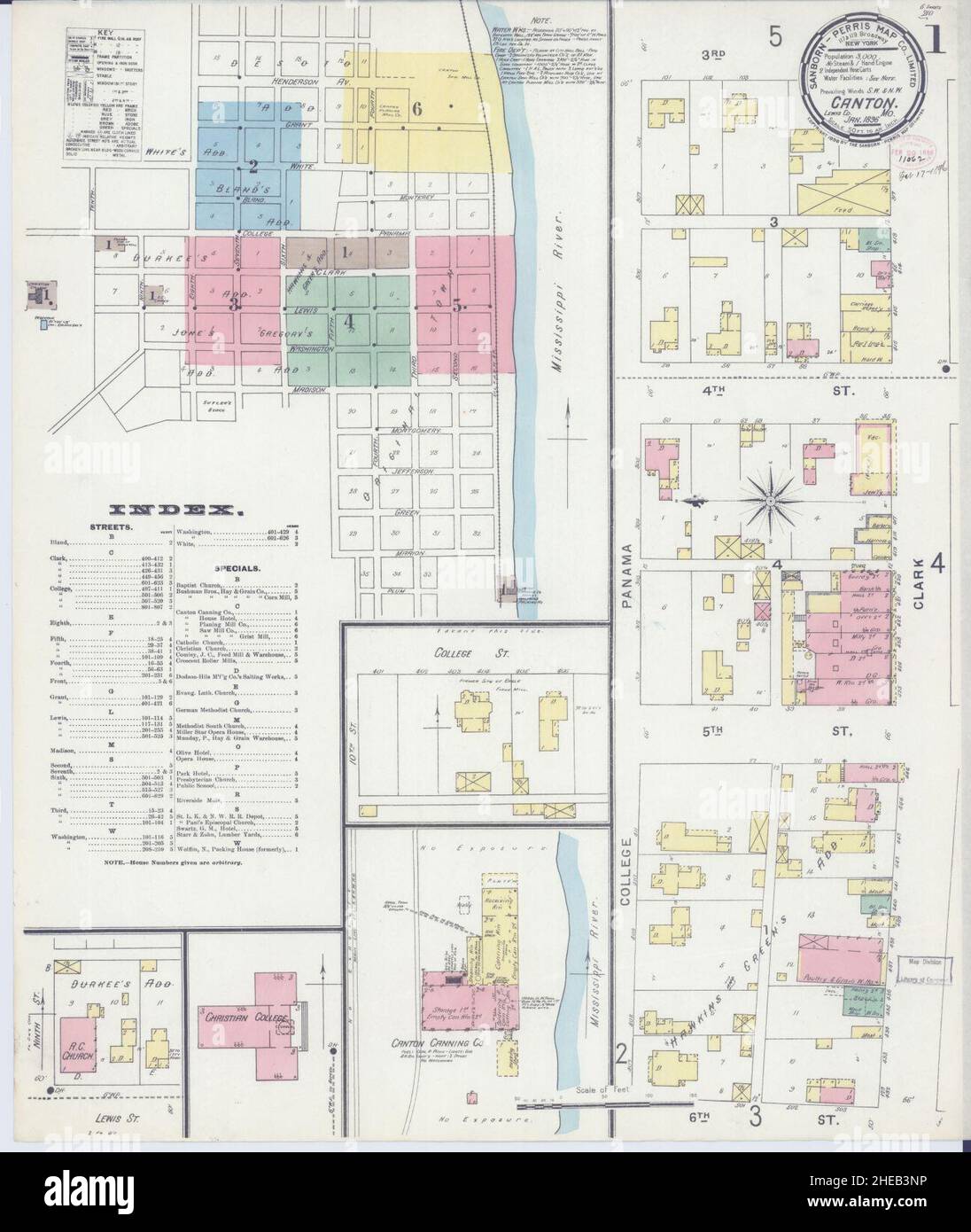 Sanborn Fire Insurance Map from Canton, Lewis County, Missouri Stock Photo - Alamy