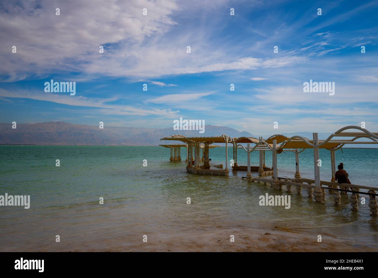 bathing ramp on the shores of the Dead Sea, Ein Bokek, Israel Stock Photo - Alamy