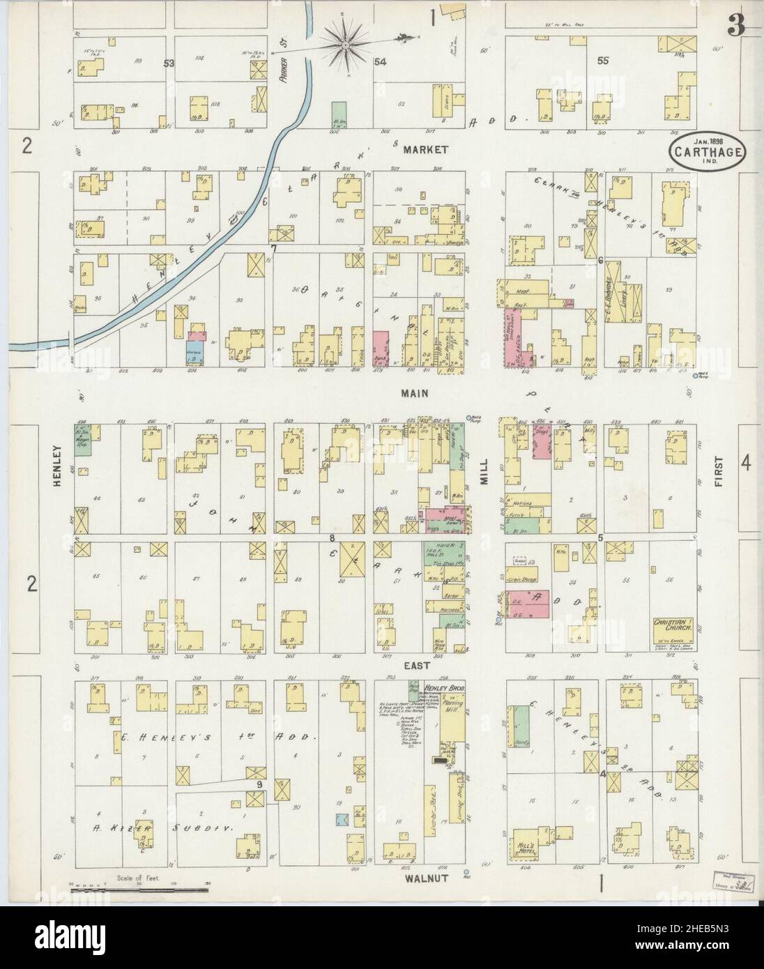 Sanborn Fire Insurance Map from Carthage, Rush County, Indiana Stock ...
