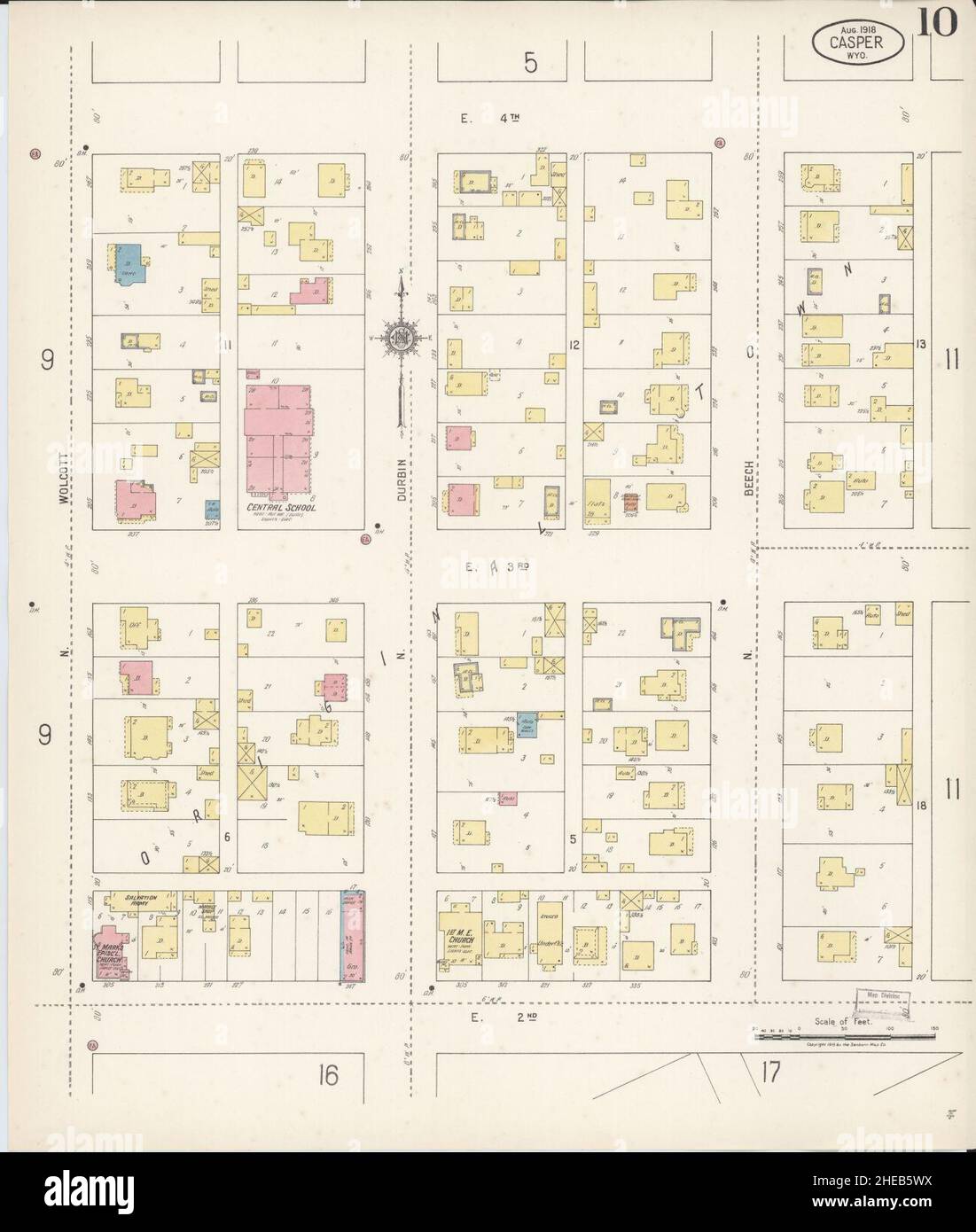 Sanborn Fire Insurance Map from Casper, Natrona County, Wyoming Stock ...