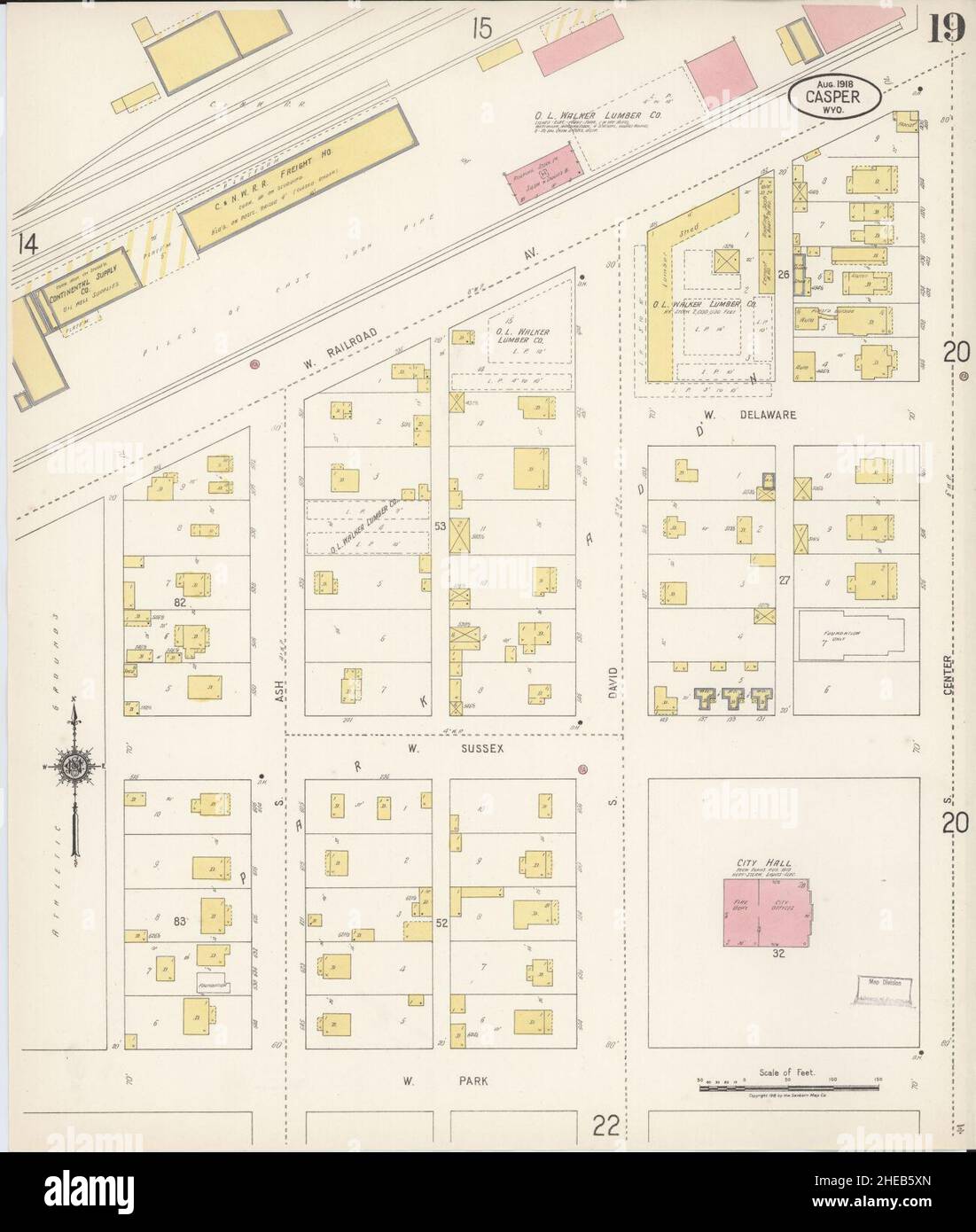 Sanborn Fire Insurance Map from Casper, Natrona County, Wyoming Stock ...