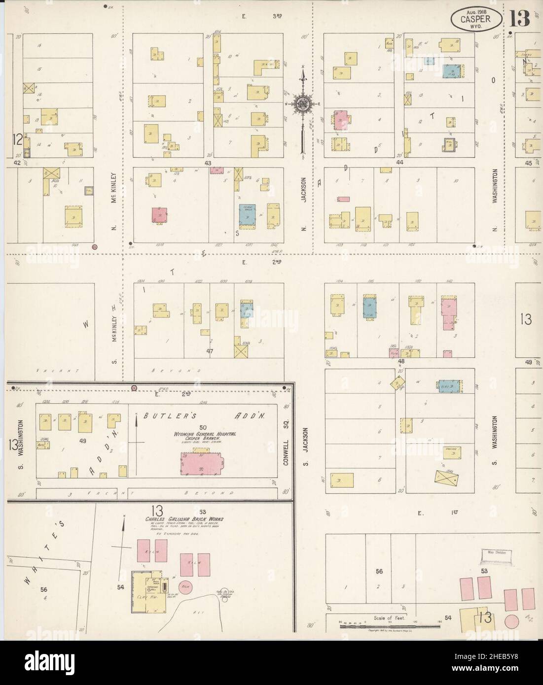 Sanborn Fire Insurance Map from Casper, Natrona County, Wyoming Stock ...