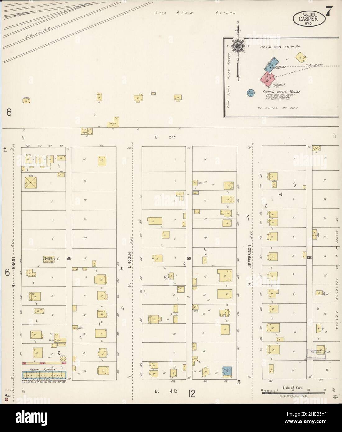 Sanborn Fire Insurance Map from Casper, Natrona County, Wyoming Stock ...