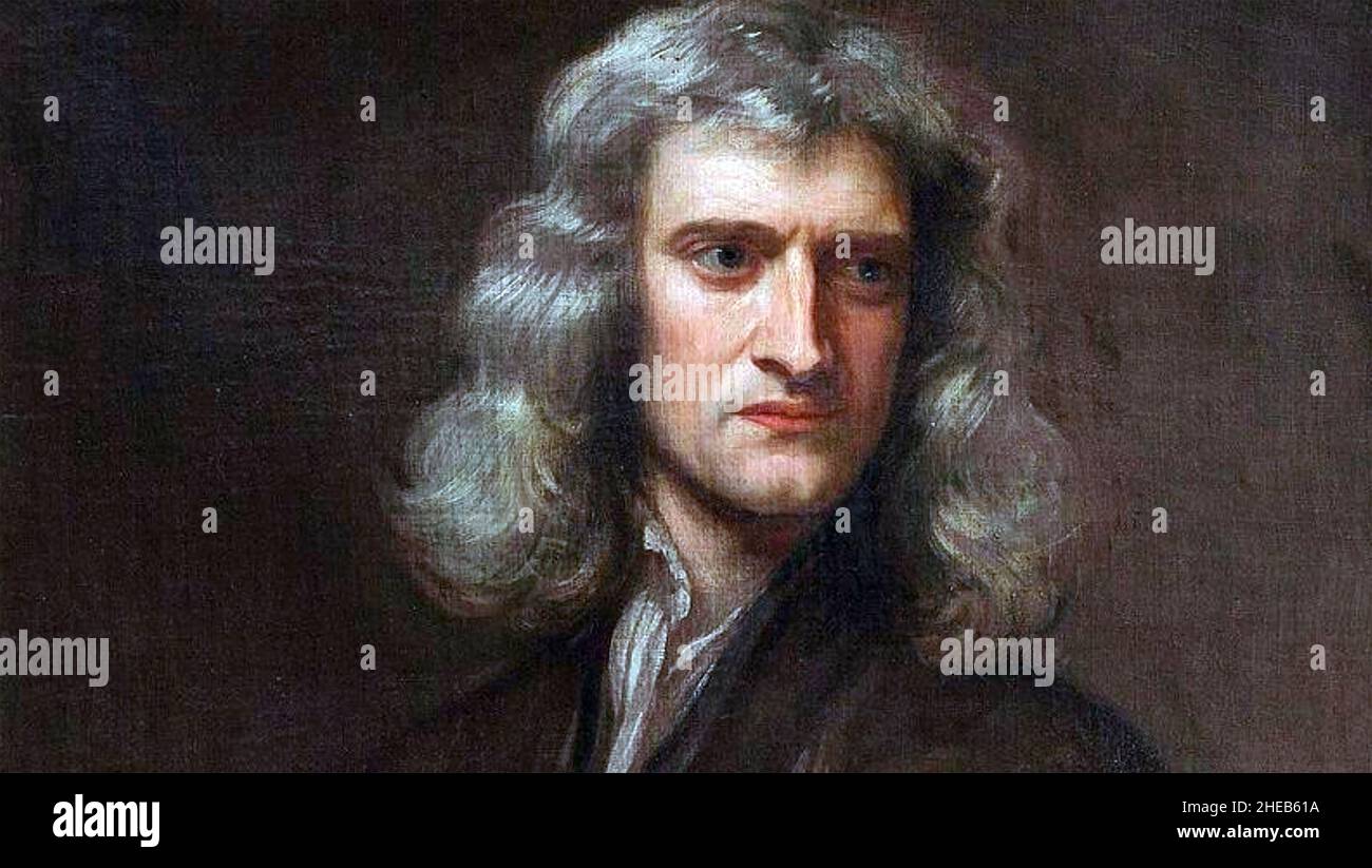 ISAAC NEWTON (1642-1726/7) English scientist painted by Godfrey Kneller ...