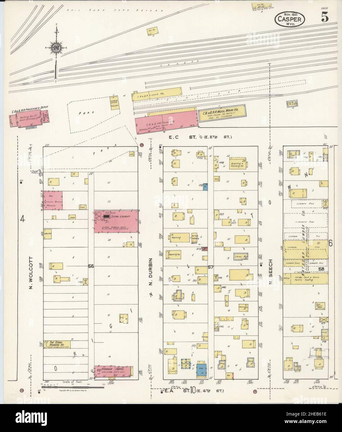 Sanborn Fire Insurance Map from Casper, Natrona County, Wyoming Stock ...