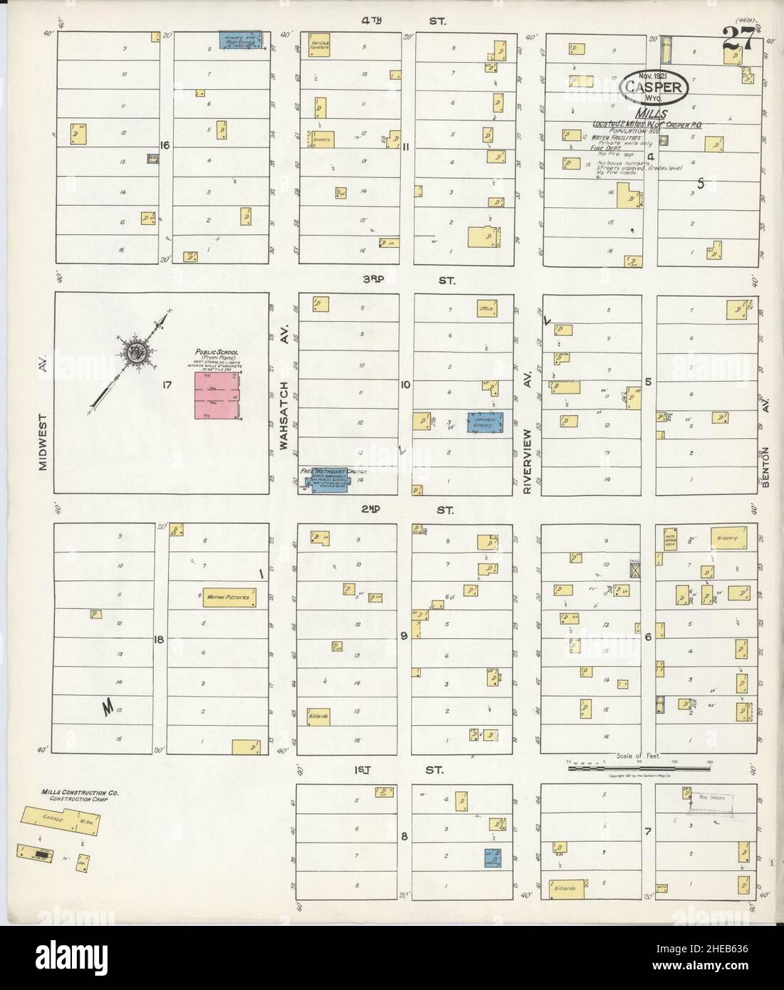 Sanborn Fire Insurance Map from Casper, Natrona County, Wyoming Stock ...