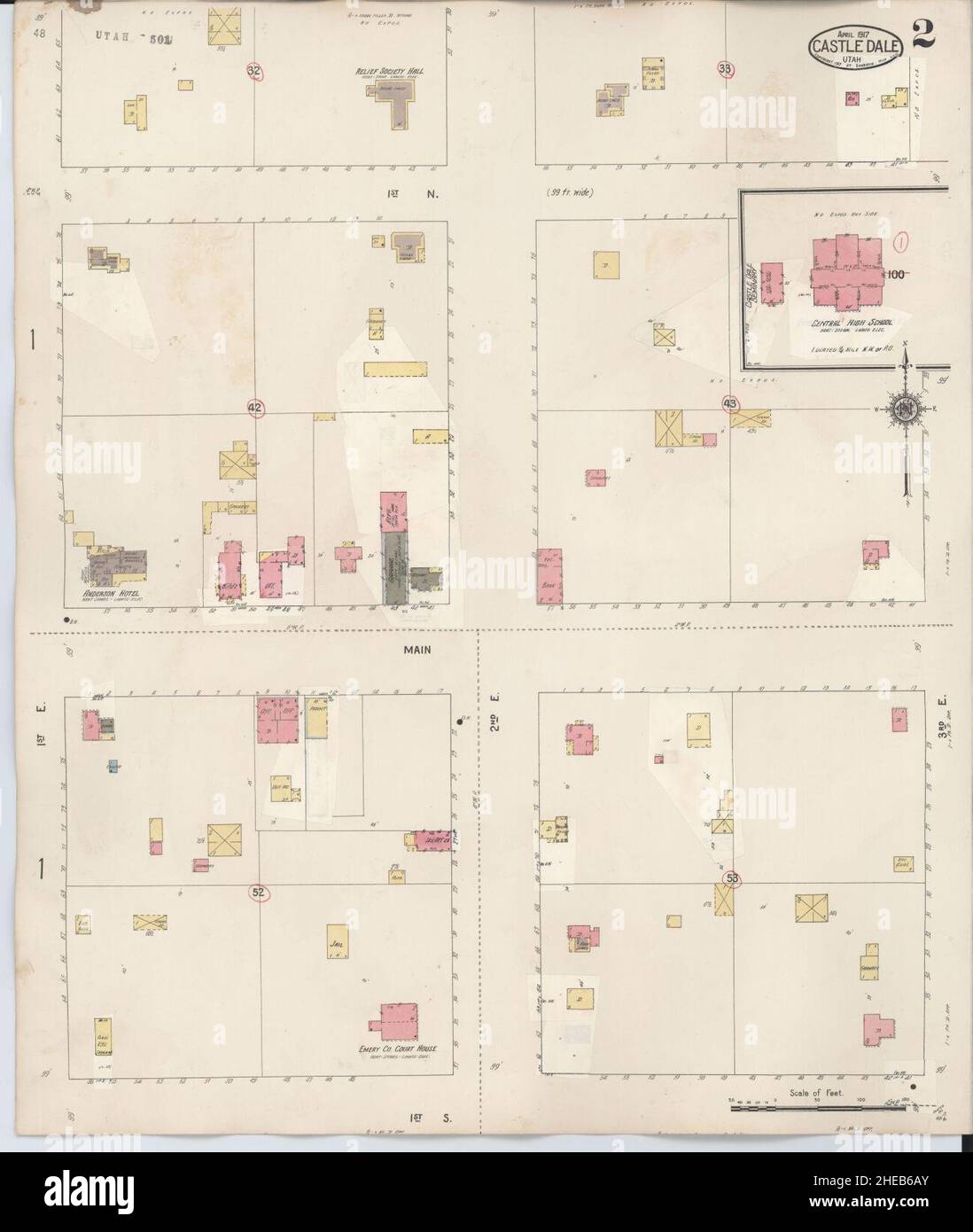 Sanborn Fire Insurance Map from Castle Dale, Emery County, Utah Stock ...