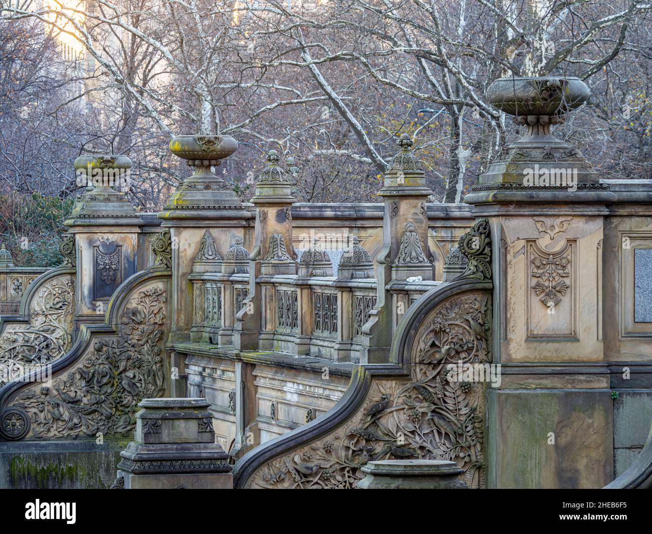 Bethesda Terrace and Fountain are two architectural features ...
