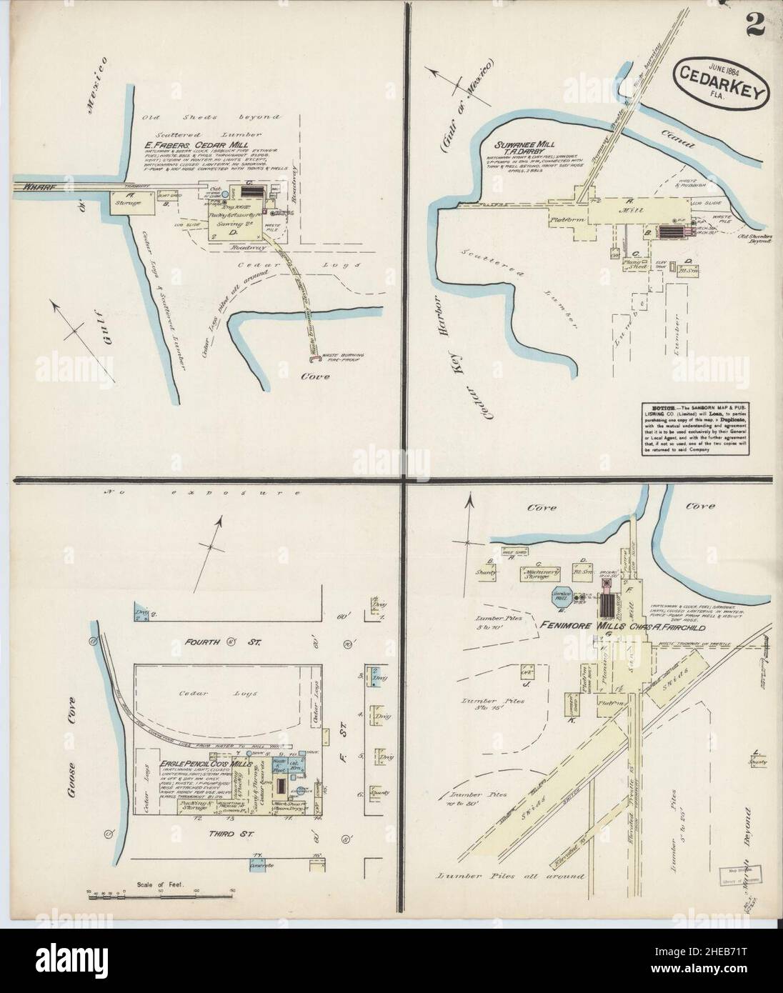 Sanborn Fire Insurance Map from Cedar Key, Levy County, Florida Stock ...