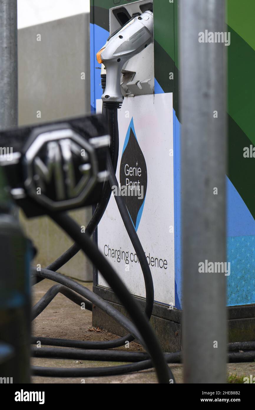 MG EV long range estate charging at a Genie point charge point at ...