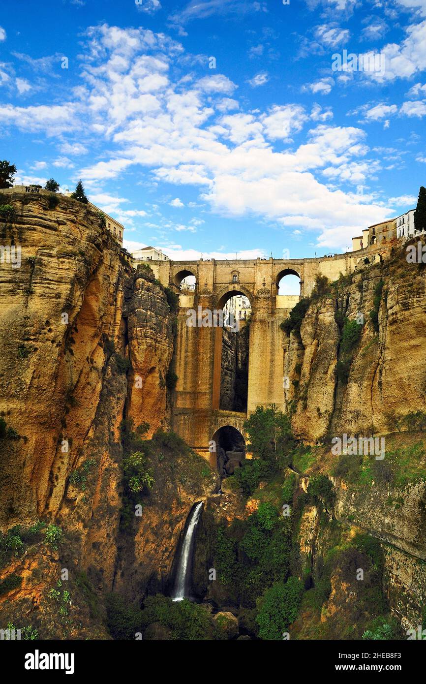 Cliffs and bridge of Ronda in the province of Malaga, Andalucia Stock ...
