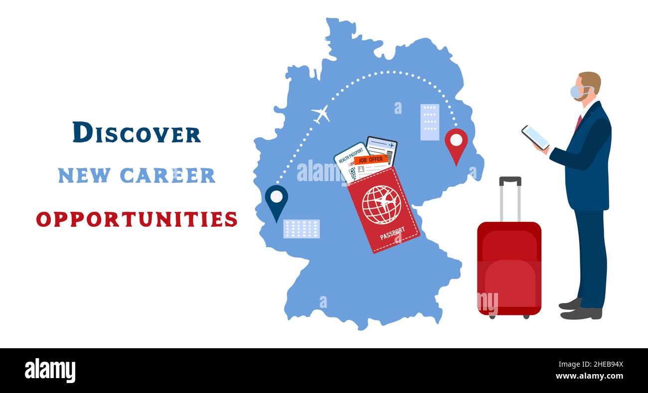 Vector illustration New career opportunities Relocation. Career ...