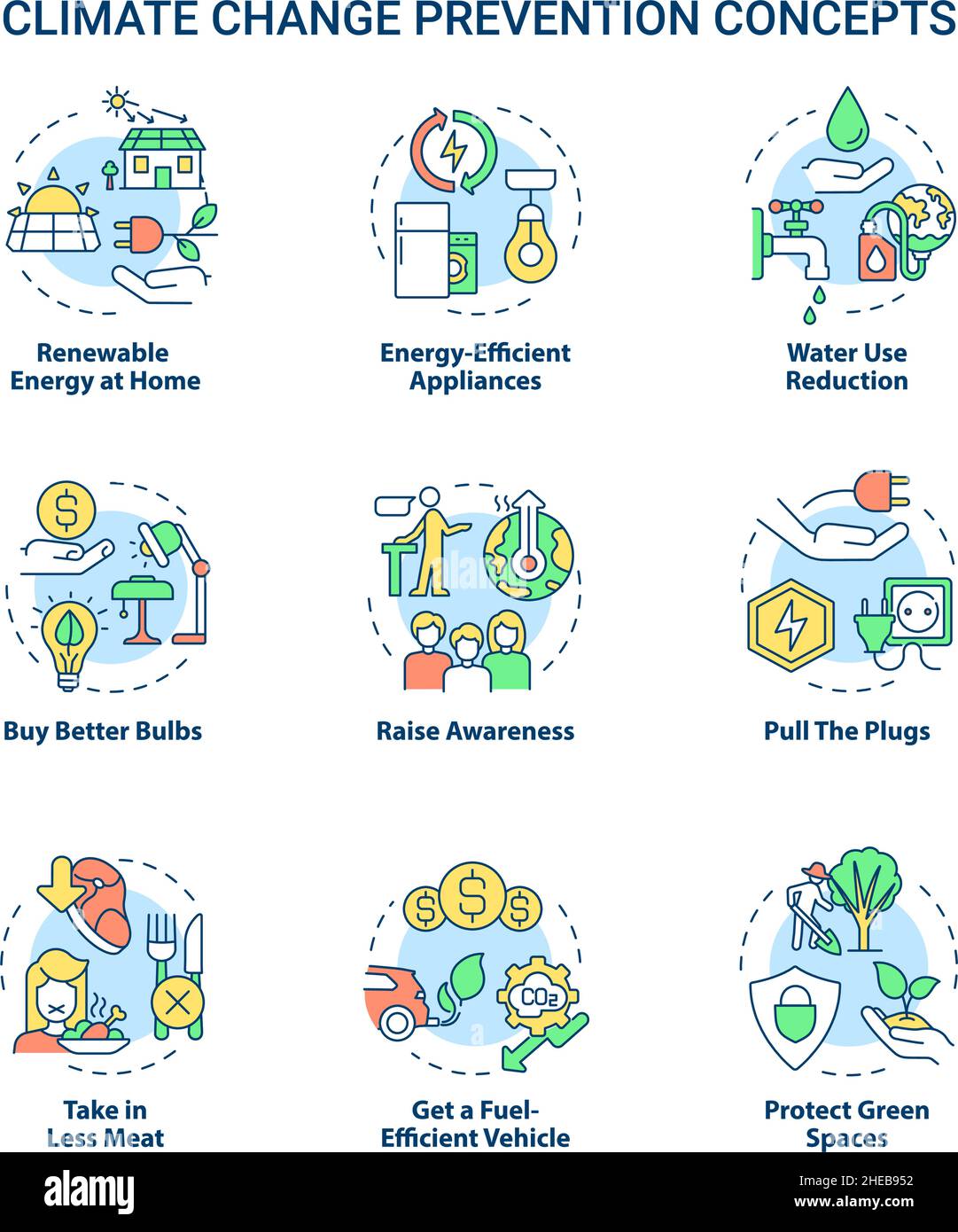 Climate change prevention concept icons set Stock Vector Image & Art ...