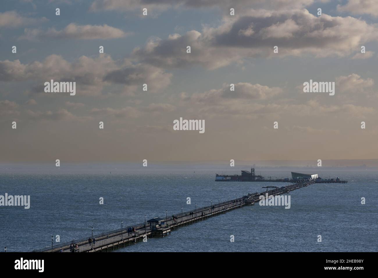 Southend pier stretching out into the Thames estuary Stock Photo - Alamy