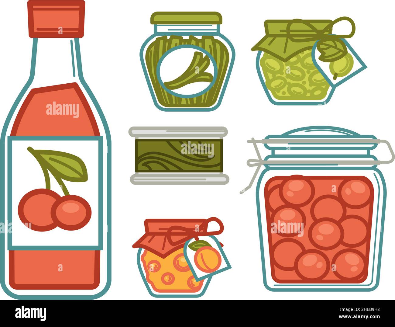 Preserved fruit and vegetables Stock Vector Images - Alamy